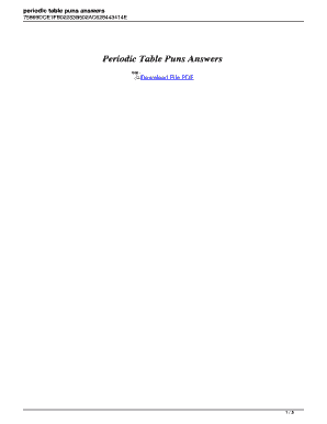 Fillable Online Periodic Table Puns Answers. Periodic Table Puns ...