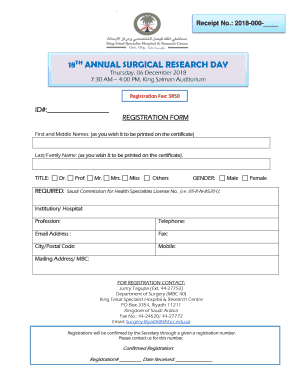 Fillable Online Registration Fee: SR50 - kfshrc.edu.sa Fax Email Print ...
