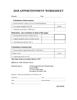 Fillable Online 2018 APPORTIONMENT WORKSHEET Fax Email Print - pdfFiller