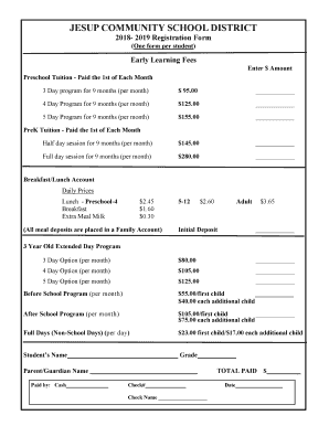 Fillable Online 2018- 2019 Registration Form Fax Email Print - pdfFiller