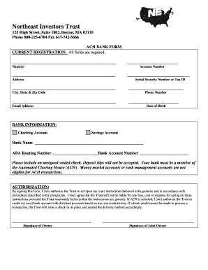 Fillable Online ACH BANK FORM Fax Email Print - pdfFiller