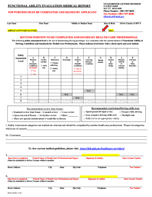 Fillable Online FUNCTIONAL ABILITY EVALUATION MEDICAL REPORT Yes No ...