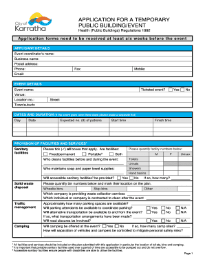 Fillable Online karratha wa gov Temporary Place of Assembly Certificate ...
