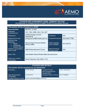 Fillable Online STAKEHOLDER ASSESSMENT FORM SUMMARY SECTION (For ...