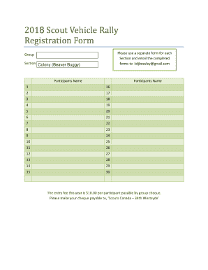 Fillable Online 2018 Scout Vehicle Rally Registration Form Fax Email ...