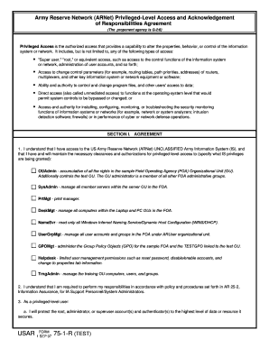 Fillable Online Army Reserve Network (ARNet) Privileged-Level Access ...