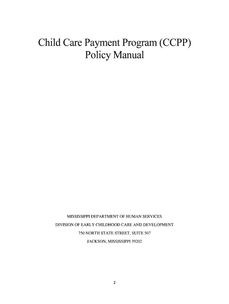 Fillable Online Child Care Payment Program (CCPP) Policy Manual Fax ...