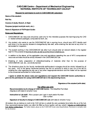 Fillable Online CAD-CAM Centre REGISTRATION FORM-PERMISSION FORM.doc ...