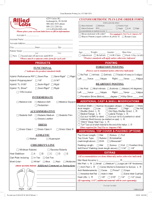 Fillable Online CUSTOM ORTHOTIC PLUS LINE ORDER FORM - Allied OSI Labs ...
