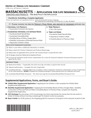 Fillable Online MASSACHUSETTS Application for Life Insurance Fax Email ...