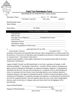 Fillable Online Field trip permission form - Fill Out and Sign ...