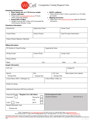 Fillable Online Cytogenetics Testing Request Form - wicell.org Fax ...