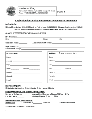 Fillable Online Application for On-Site Wastewater Treatment System ...