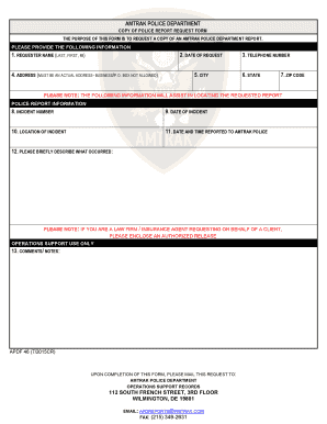 Fillable Online Police Report Request Form - Amtrak Police Department ...