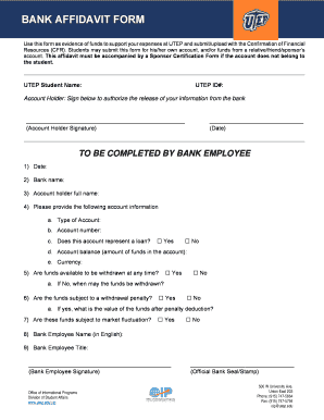 Fillable Online Bank Affidavit Form rev. 4-2019 Fax Email Print - pdfFiller