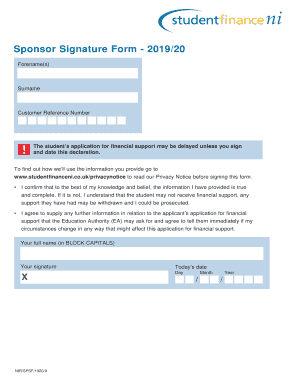 Fillable Online Sponsor Signature Form - 2019/20 Fax Email Print ...