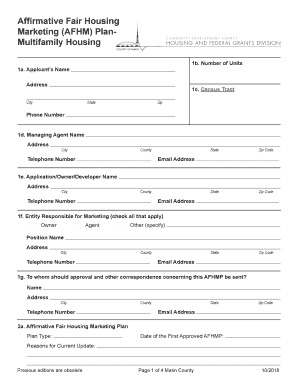 Fillable Online Affirmative Fair Housing Marketing (AFHM) Plan ...