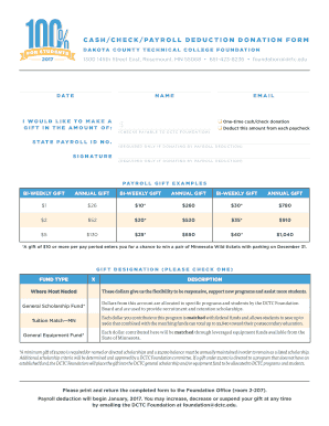 Fillable Online CASH/CHECK/PAYROLL DEDUCTION DONATION FORM Fax Email ...