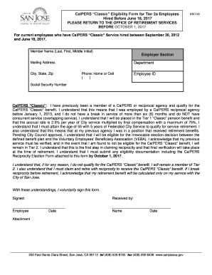 Fillable Online CalPERS Classic Eligibility Form for Tier 2a Employees ...