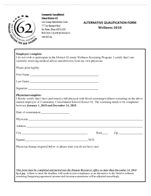 Fillable Online Alternative Qualification Form - humanresources.d62.org ...