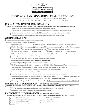 Fillable Online PHOTOVOLTAIC (PV) SUBMITTAL CHECKLIST Fax Email Print - pdfFiller