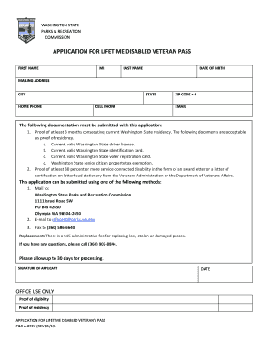 Fillable Online APPLICATION FOR LIFETIME DISABLED VETERAN PASS Fax ...