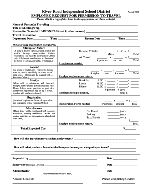 Fillable Online EMPLOYEE REQUEST FOR PERMISSION TO TRAVEL Fax Email ...