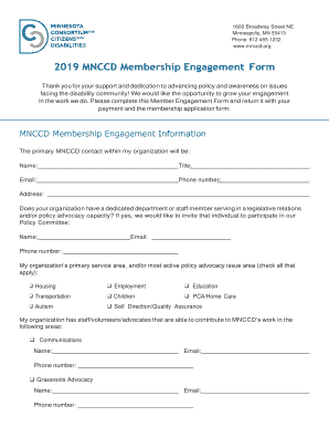Fillable Online 2019 MNCCD Membership Engagement Form Fax Email Print ...