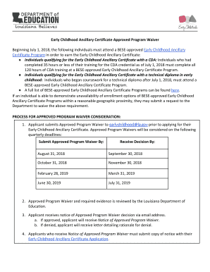 Fillable Online doe louisiana Early Childhood Ancillary Certificate ...