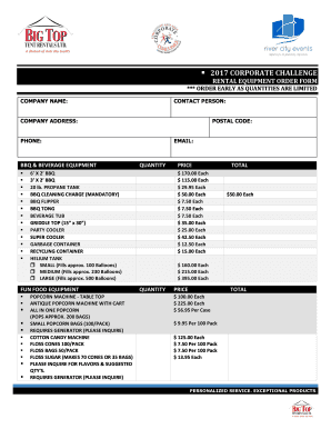 Fillable Online RENTAL EQUIPMENT ORDER FORM Fax Email Print - pdfFiller