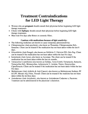 Led Light Therapy Contraindications - Fill Online, Printable, Fillable ...