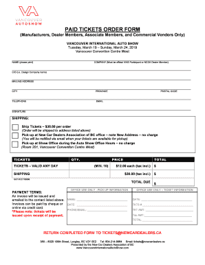 Fillable Online PAID TICKETS ORDER FORM Fax Email Print - pdfFiller