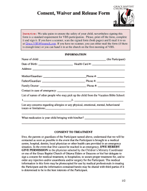 Fillable Online Consent, Waiver and Release Form Fax Email Print ...