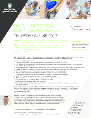 Fillable Online HIA-BUILDERS COACH BUSINESS WORKSHOP Fax Email Print ...