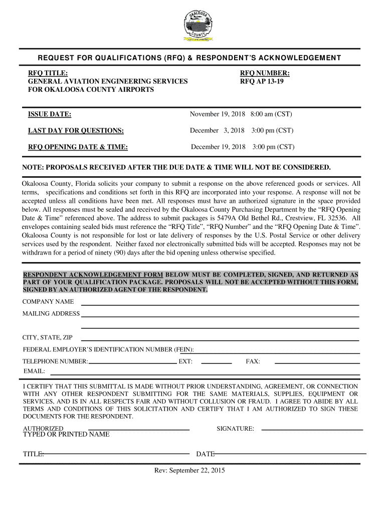 Fillable Online General Aviation Engineering Services. RFQ AP 13-19 Fax ...