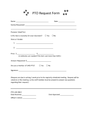 Fillable Online PTO Request Form - content.schoolinsites.com Fax Email ...