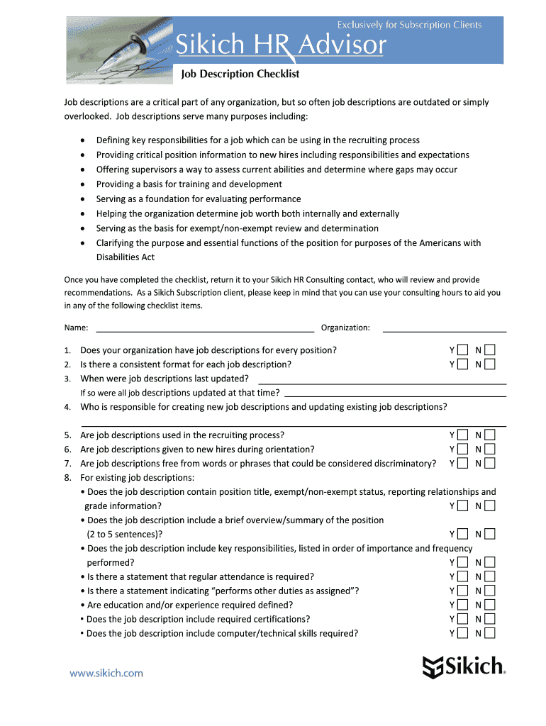 Fillable Online How to Write a Job Description - Glassdoor for ...