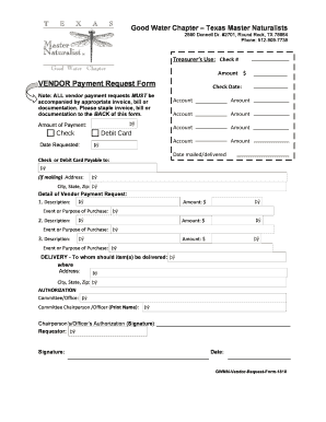 Fillable Online Check # Amount $ VENDOR Payment Request Form Fax Email Print - pdfFiller