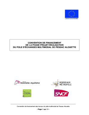 Remplissable En Ligne CONVENTION DE FINANCEMENT DE LA PHASE PROJET Fax ...