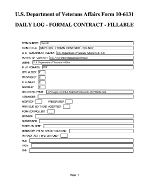 Fillable Online U.S. Department of Veterans Affairs Form 10-6131. DAILY ...