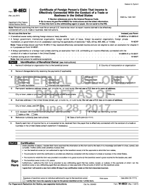 Fillable Online Form W-8 ECI (Rev. July 2017) Fax Email Print - pdfFiller
