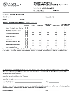Fillable Online ANNUAL STUDENT EMPLOYMENT REVIEW and REHIRE FORM Fax ...