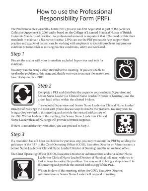 Fillable Online How to use the Professional Responsibility Form (PRF ...