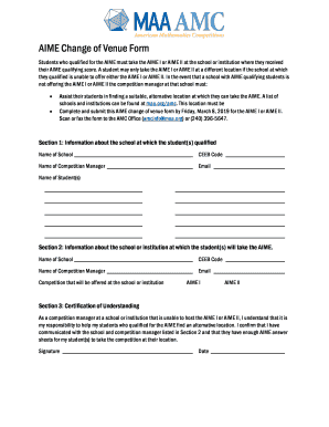 Aime Change Of Venue Form - Fill Online, Printable, Fillable, Blank ...