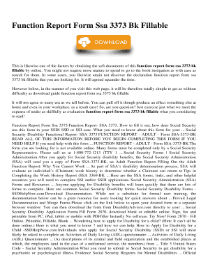 Fillable Online Function Report Form Ssa 3373 Bk Fillable Fax Email ...