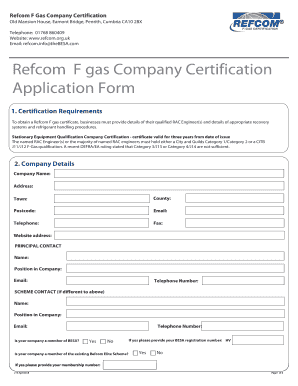 Fillable Online Refcom F gas Company Certification Application Form Fax ...