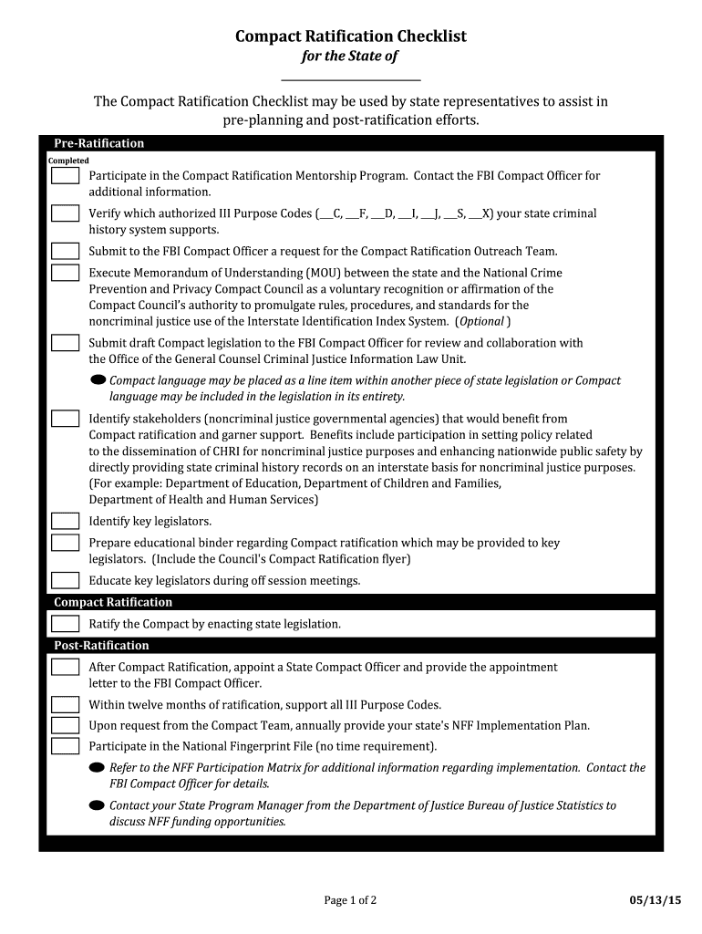 Fillable Online Compact Ratification Checklist Fax Email Print - pdfFiller