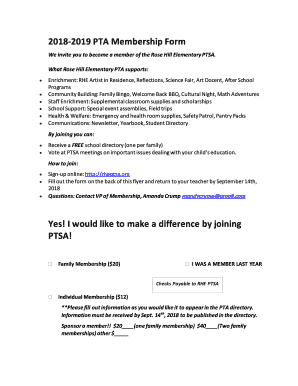 Fillable Online 2018-2019 PTA Membership Form Fax Email Print - pdfFiller