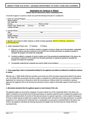 Fillable Online decal ga Waiver Variance FormGeorgia Department of ...