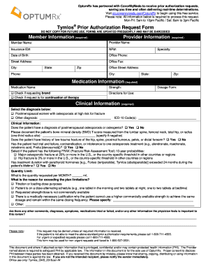 Fillable Online Tymlos Prior Authorization Request Form Fax Email Print ...